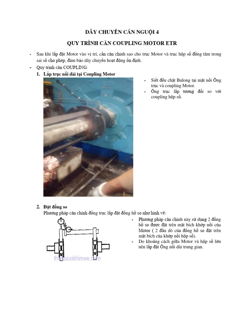 Quy Trình Căn Coupling Motor Etr. | PDF