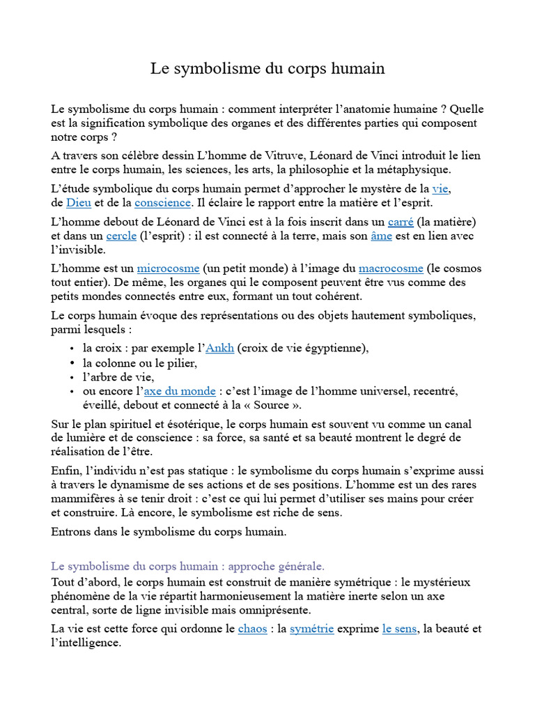 Le Symbolisme Du Corps Humain | PDF
