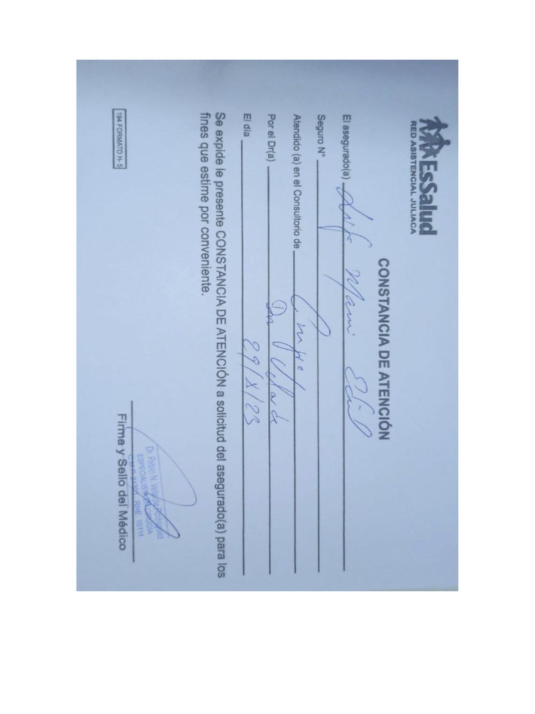 Constancia de Atencion Medica | PDF