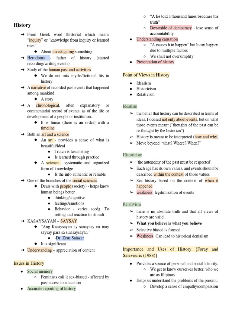 Understanding History: Concepts & Importance | PDF | Philippines | Evidence