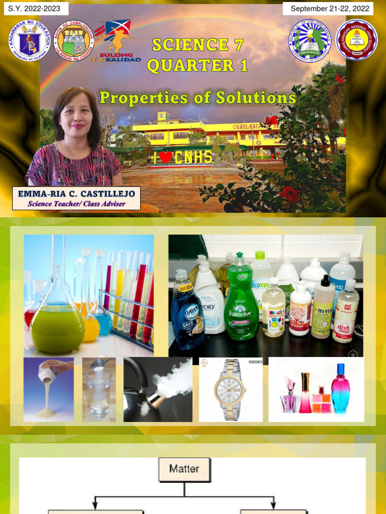 Properties of Solutions in Science 7 | PDF | Solubility | Mixture