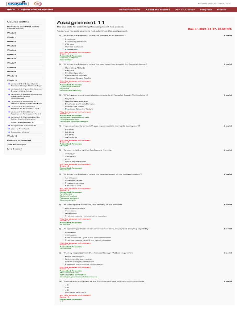 Noc21 Ae07 Assignment Week 11 | PDF