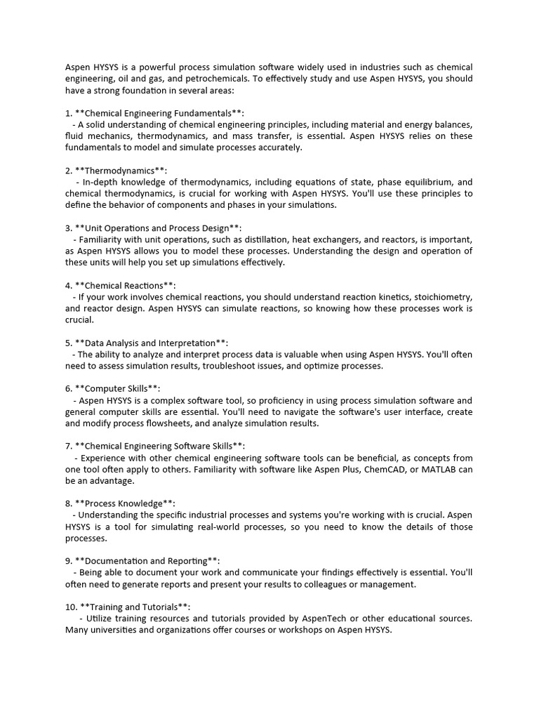 Aspen HYSYS Mastery Guide | PDF | Simulation | Thermodynamics