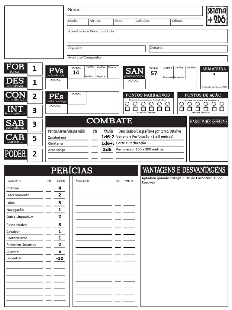 Exemplo Ficha Cthulhu Dark Ages | PDF