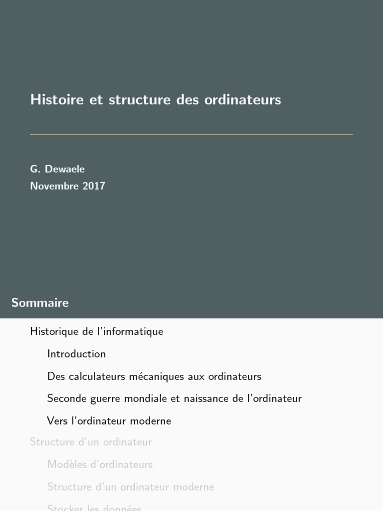 Histoire des ordinateurs et leur structure | PDF | Entrée/Sortie ...