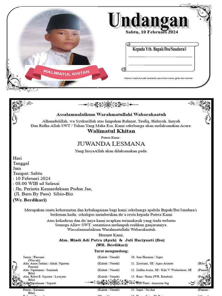 Undangan Sunatan Juwanda | PDF