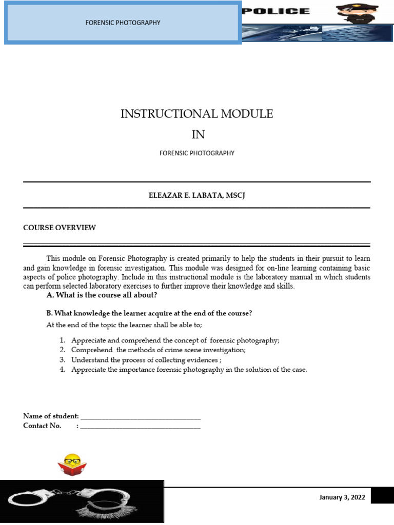 FORENSIC-PHOTOGRAPHY-MODULE Midterm | PDF | Camera | Film Speed
