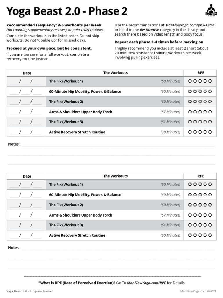 Yoga Beast 2.0 - Phase 2 Tracking | PDF | Physical Exercise | Physical ...