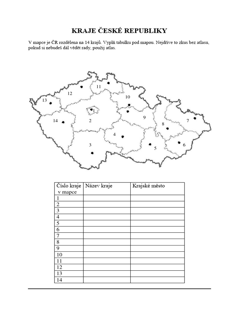KRAJE ČESKÉ REPUBLIKY - Mapa | PDF
