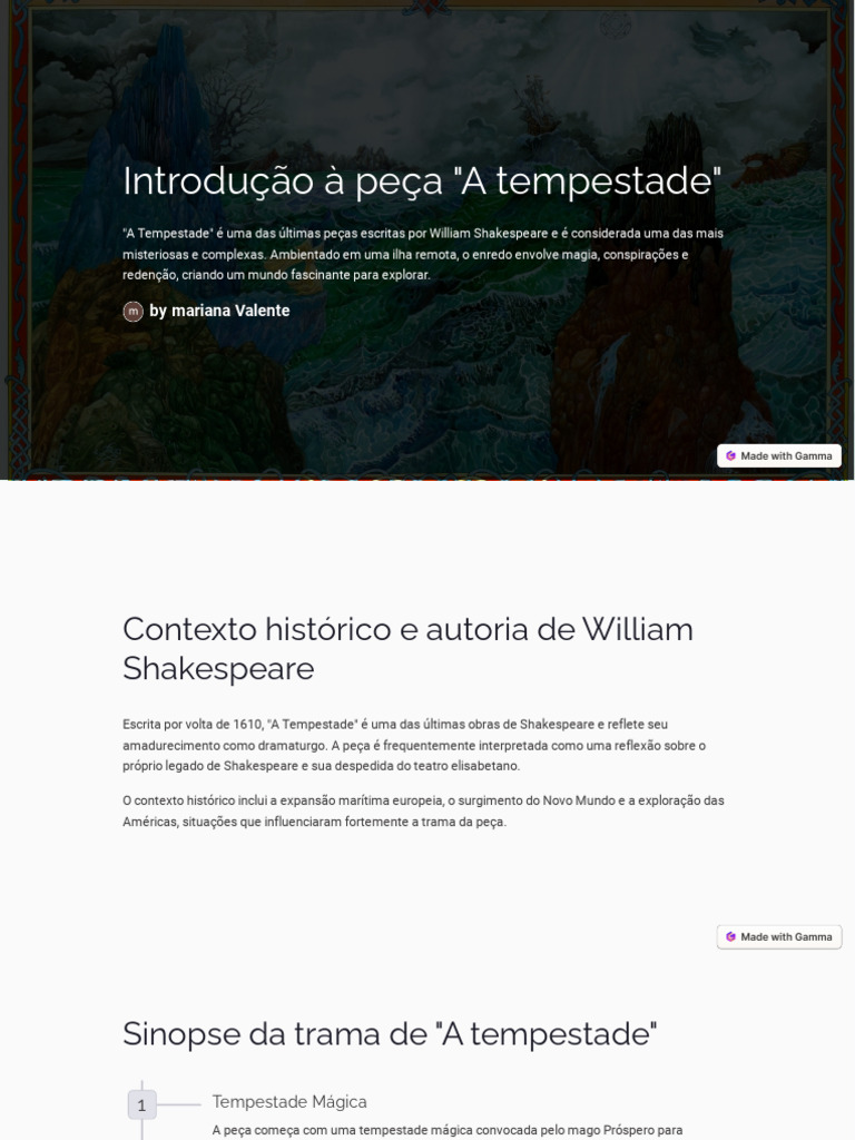 Introducao A Peca A Tempestade | PDF | A Tempestade