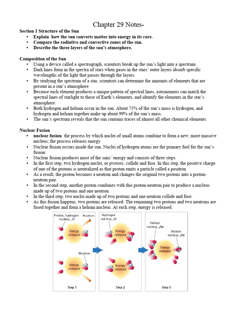 Chapter 29 Notes - Teacher | PDF | Sun | Nuclear Fusion