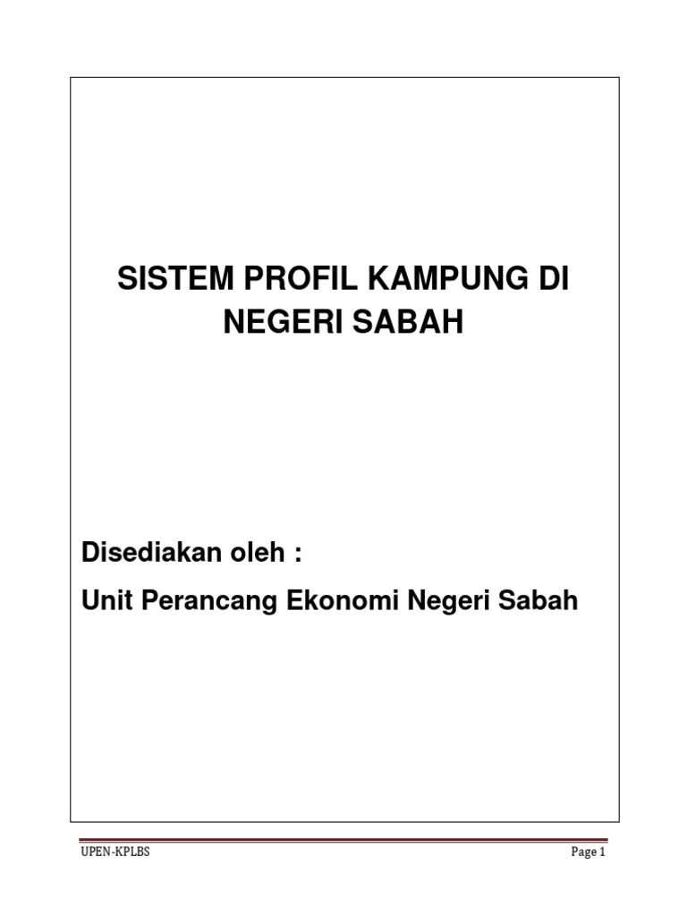 Borang Maklumat Sistem Profil Kampung Di Negeri Sabah | PDF