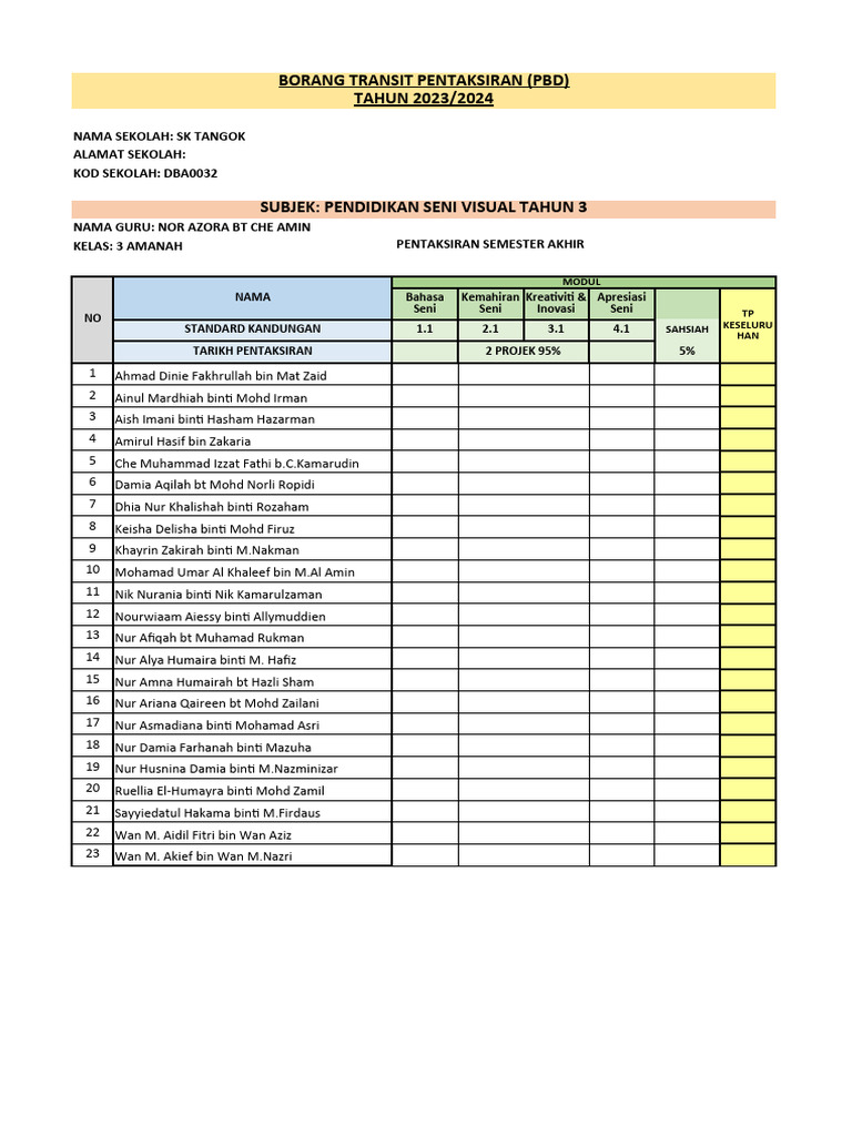 Rekod Transit PBD PSV THN 3 (Version 1) | PDF Rekod Transit PBD PSV THN 3 (Version 1) | PDF
