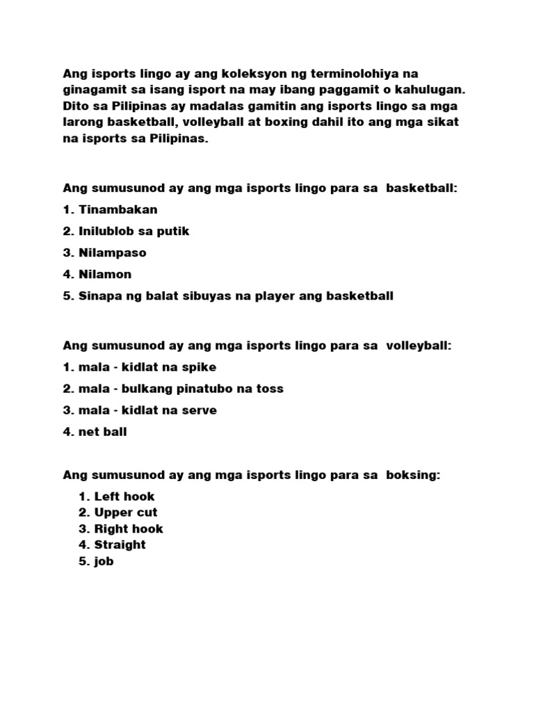 Sports Lingo | PDF