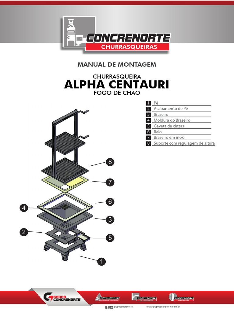 Manual de Montagem Churrasqueira Alpha Centauri Fogo de Chao | PDF | Argamassa (alvenaria ...