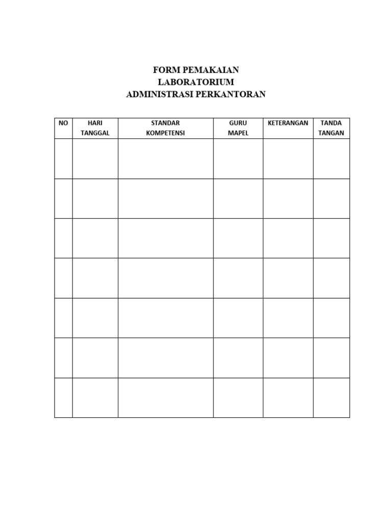Formulir Penggunaan Lab Kantor | PDF | Teknologi & Rekayasa
