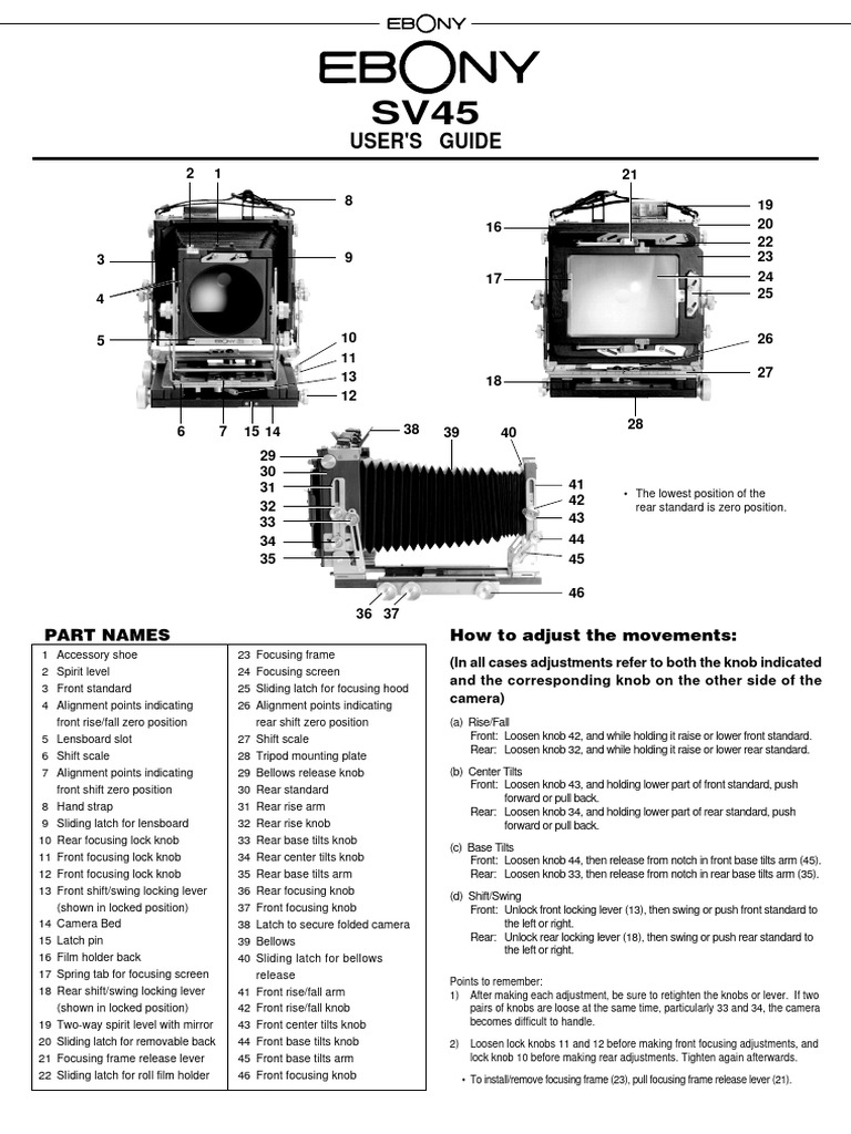 ebony sv45 manual | PDF | Imaging | Optics