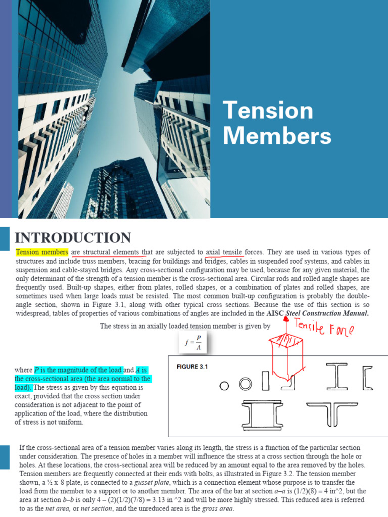 Tension Members | PDF | Strength Of Materials | Stress (Mechanics)