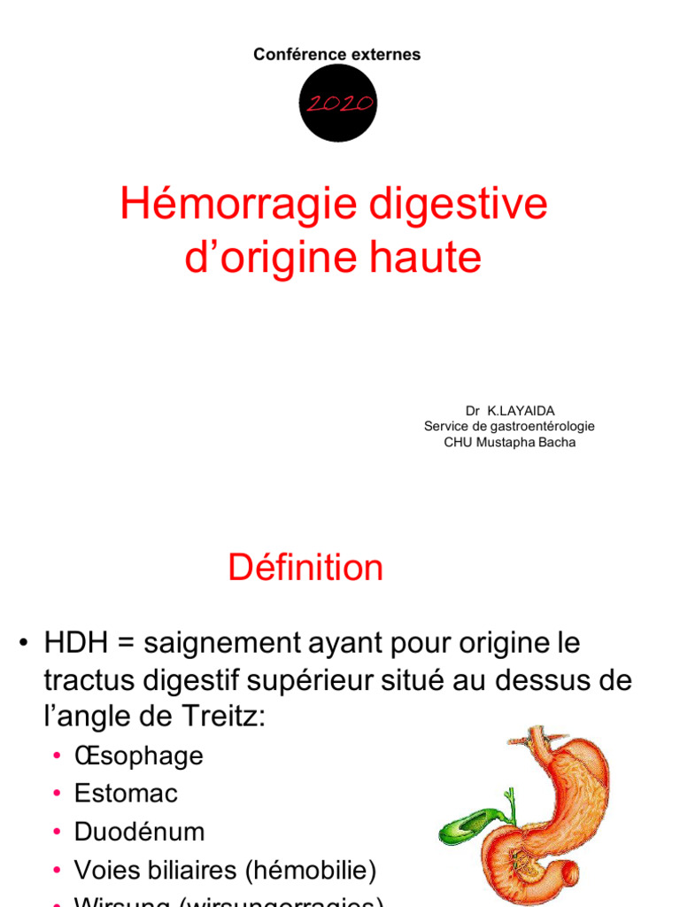 Hémorragie Digestive Haute : Diagnostic et Traitement | PDF ...