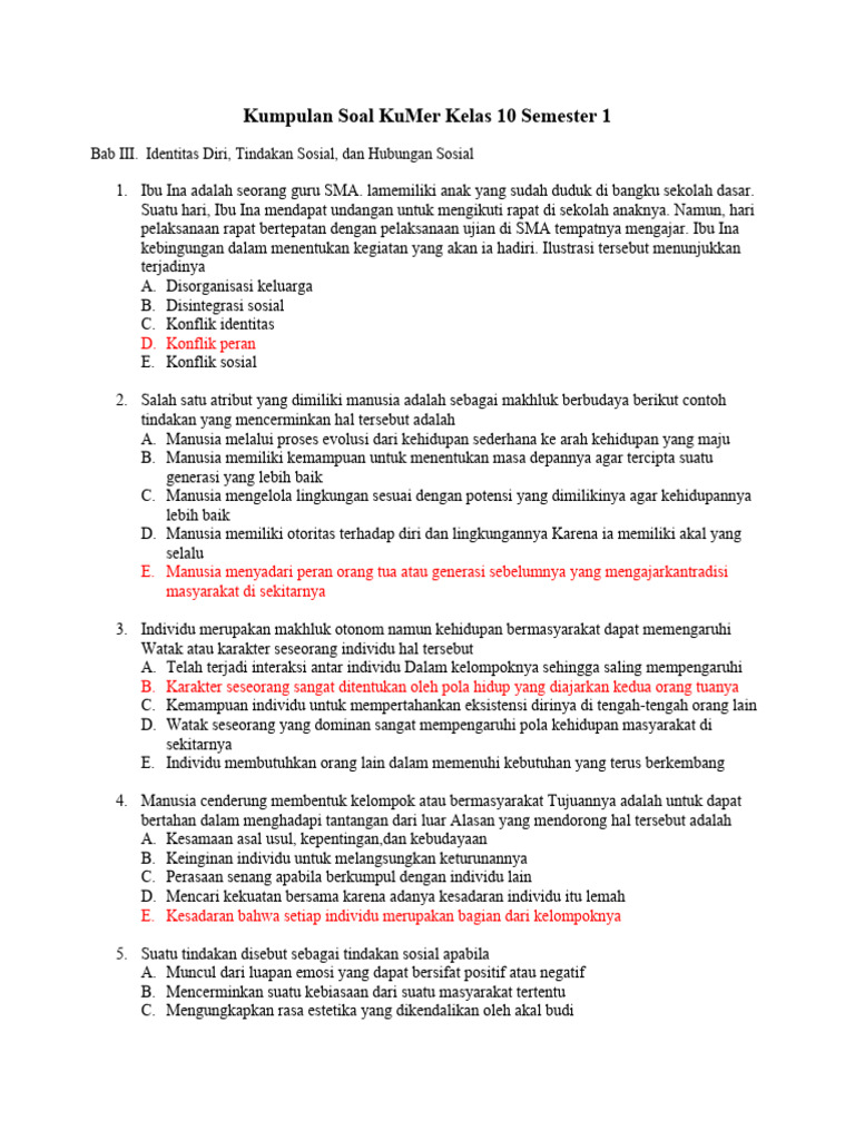 Kumpulan Soal KuMer Kelas 10 Semester 1 | PDF