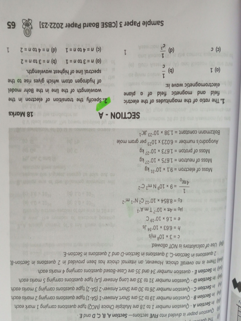 Physics Class 12 Sample Paper Pdf 
