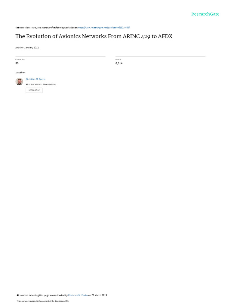 The Evolutionof Avionics Networks From ARINC429 To AFDX | PDF | Computer Network | Ethernet