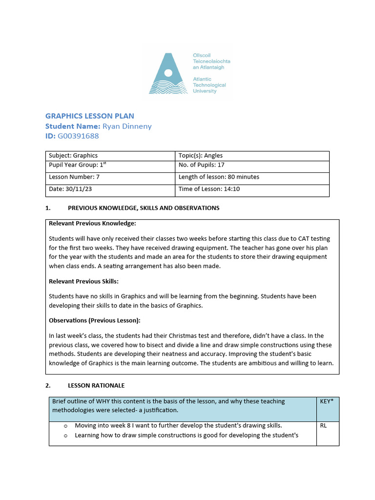Lesson Plan 7 Graphics 1st Year | PDF | Lesson Plan | Learning
