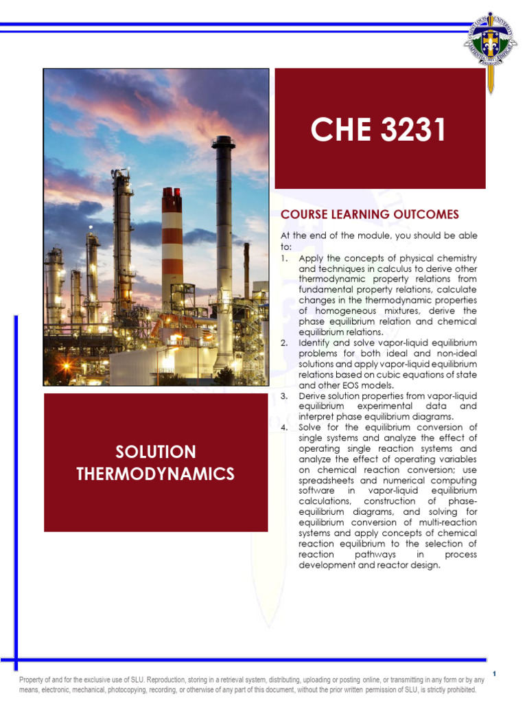 Updated Che3231 Module1 | PDF | Phase Rule | Phase (Matter)