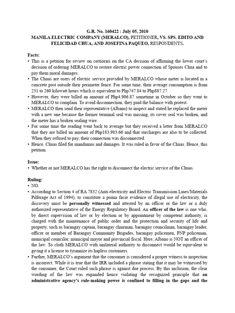 7 - MERALCO Vs Chua | PDF | Rulemaking | Government