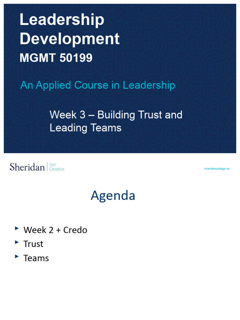 MGMT 50199 - Week 3 - Class Slides | PDF | Leadership | Cognitive Science