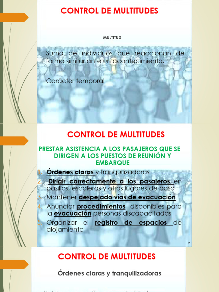Control de Multitudes, Procedimientos de Reunion | PDF | Comunicación | Auxiliar de vuelo
