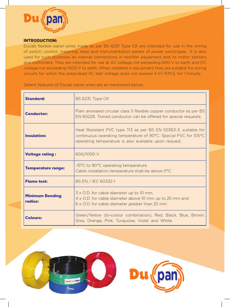 Data Sheet - Make Ducab | PDF | Electrical Wiring | Equipment