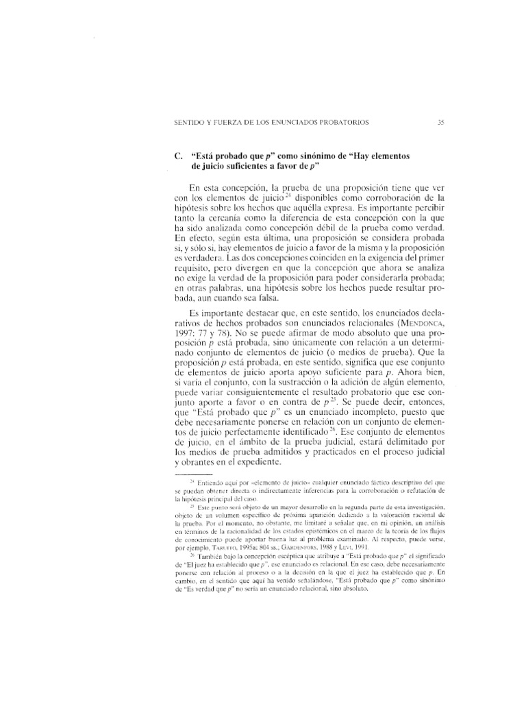 Ferrer - Caracter Relacional Del Resultado Probatorio | PDF