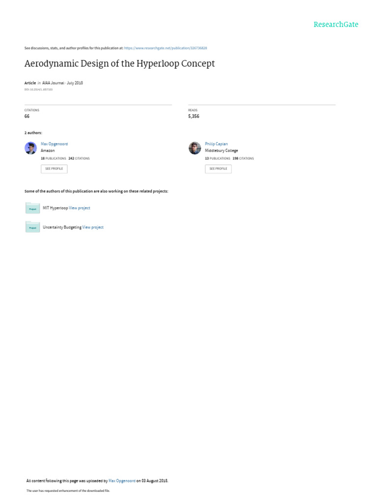 Aerodynamic Design Hyperloop Concept | PDF | Hyperloop | Reynolds Number