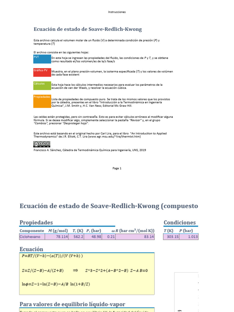 Ecuación de Estado de Soave-Redlich-Kwong | PDF