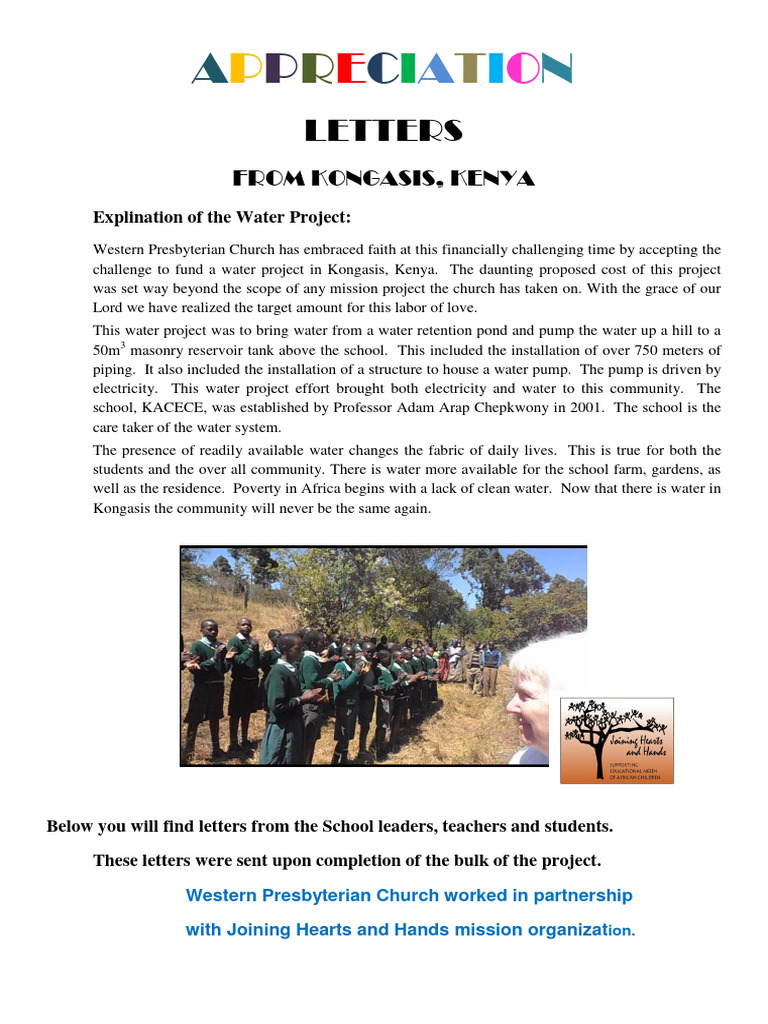 Appreciation Letters Kenya | PDF | Water | Hydrology