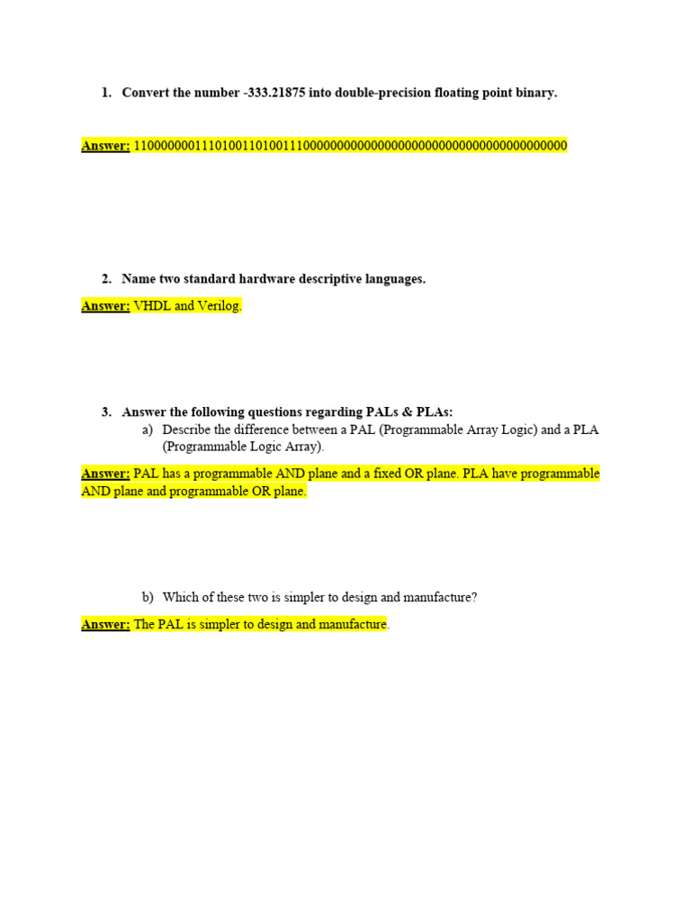 CENG335 Previous Midterm Questions Solution | PDF CENG335 Previous Midterm Questions Solution | PDF