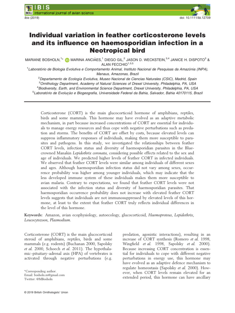 Bosholn Et Al. 2019 | PDF | Glucocorticoid | Hypothalamic–Pituitary–Adrenal Axis