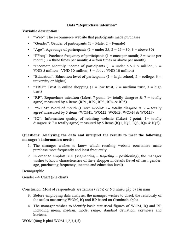 E-commerce Repurchase Intention Analysis | PDF | Student's T Test | Mean