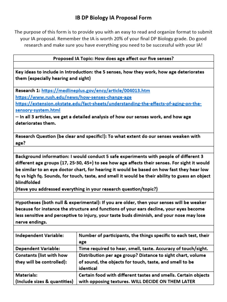 IA Proposal Bio | PDF | Senses | Visual Perception