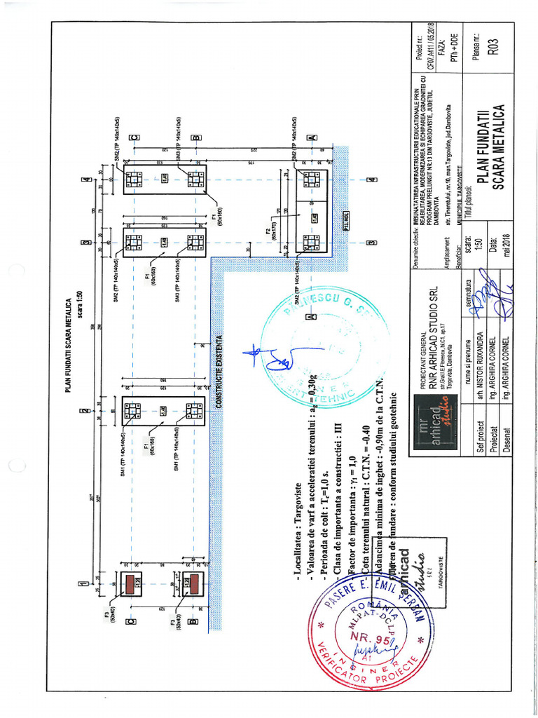 R03. PLAN FUNDATII SCARA METALICA - Pth+DDE | PDF