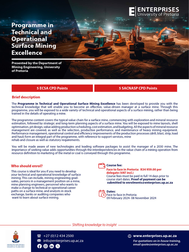 Programme in Technical and Operational Surface Mining Excellence ...