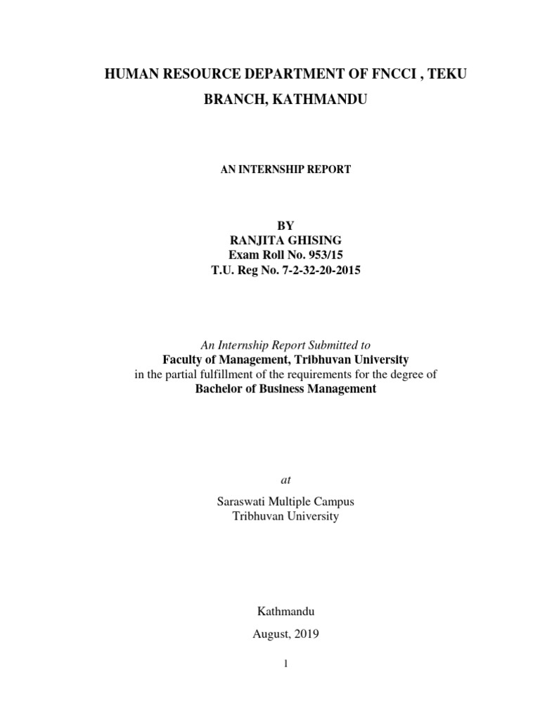 FNCCI Internship Report Overview | PDF | Nepal | Internship