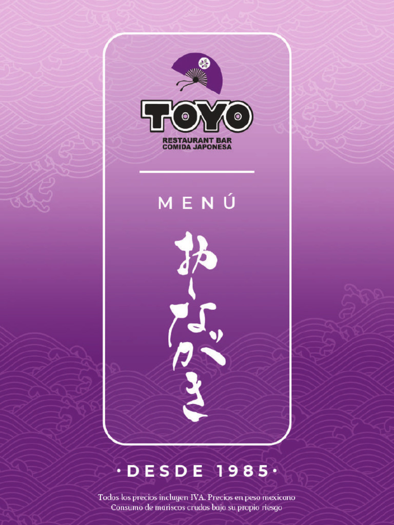 Menu Restaurant Toyo | PDF