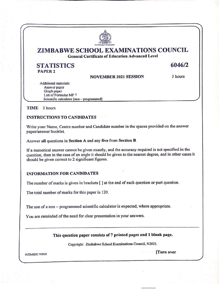 Stats P2 2021 QP | PDF