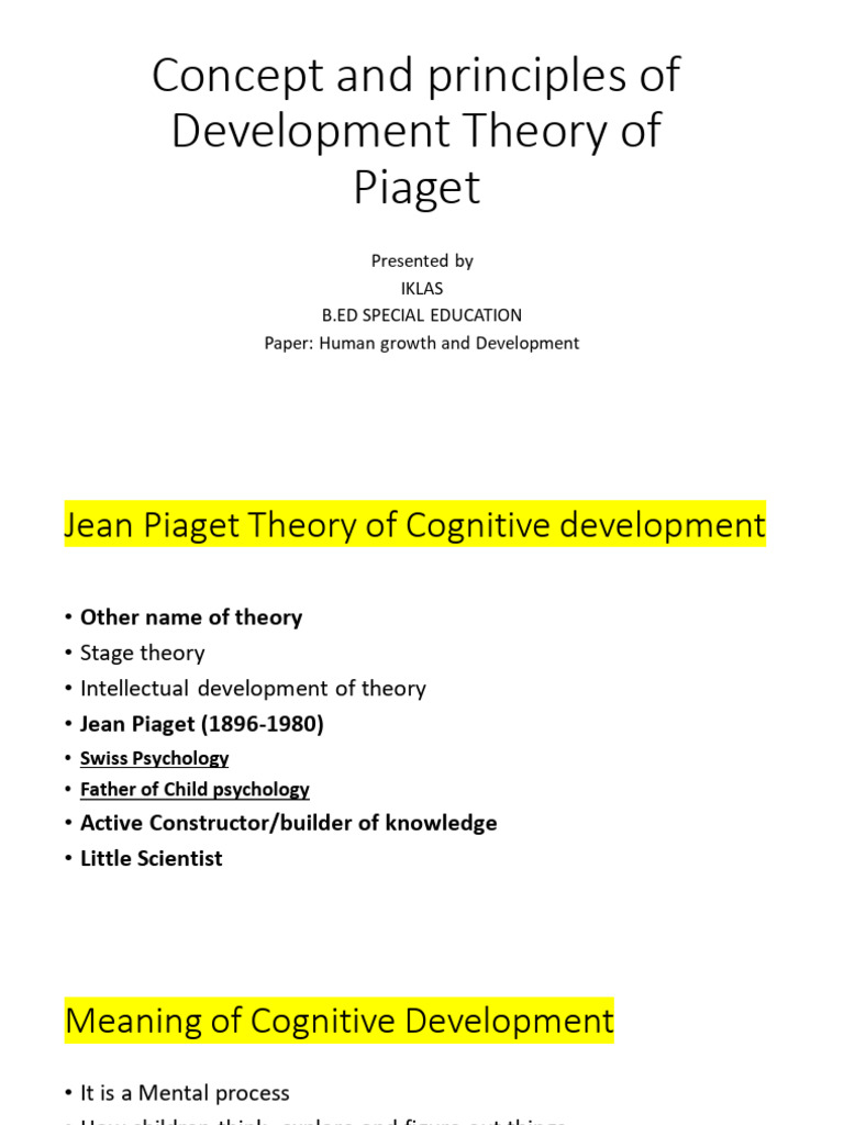 Piaget's Cognitive Development Theory | PDF