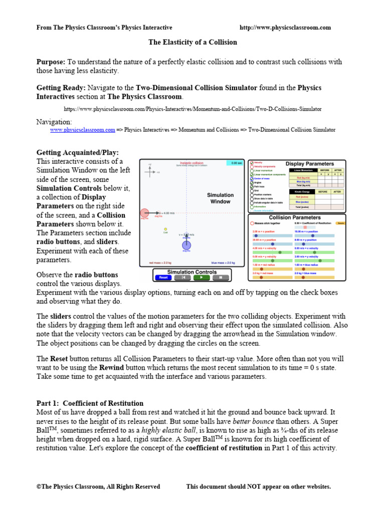 Elasticity of Collisions | PDF