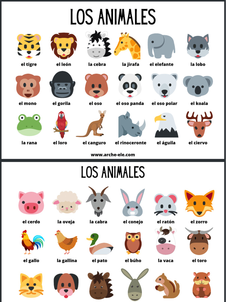 Vocabulario de Animales en Español | PDF