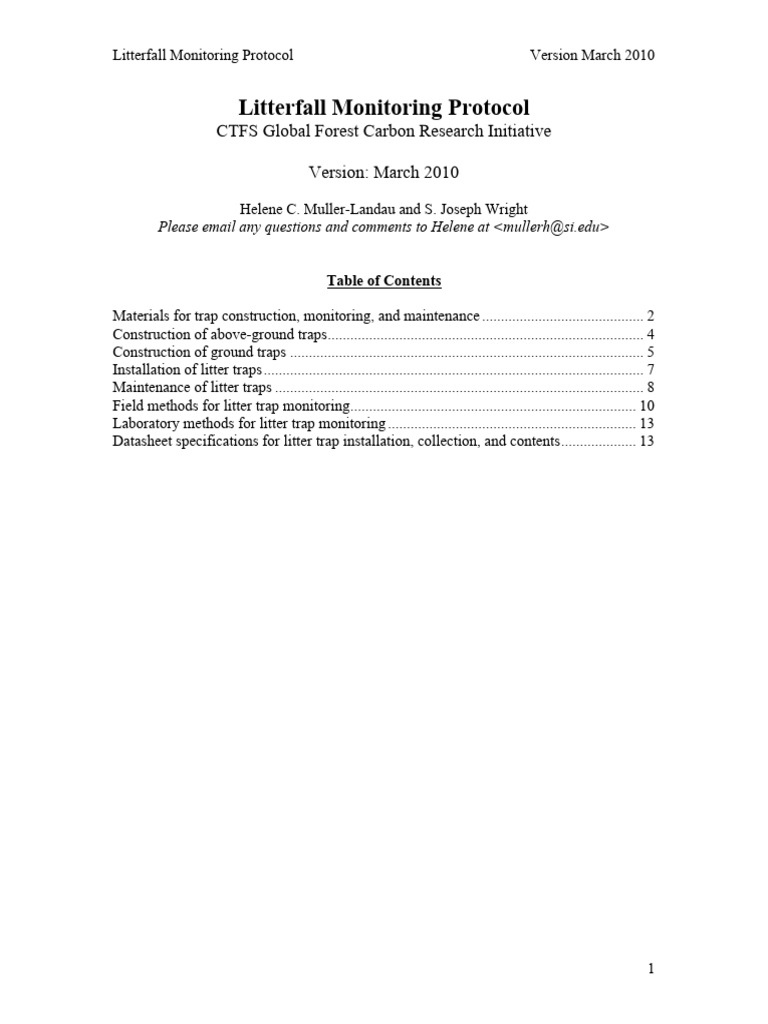 Forest Litterfall Monitoring Guide | PDF | Science & Mathematics ...