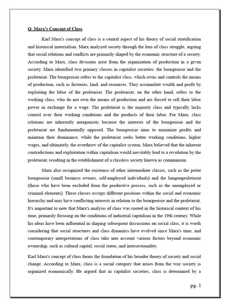 Marx's Concept of Class | PDF | Karl Marx | Capitalism